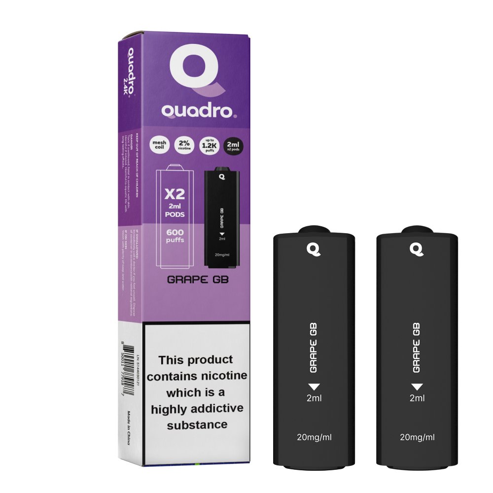 20mg Quadro 2.4K Pod Vape Kit 2400 Puffs – Vapours Distributors